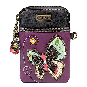 Chala Purple Butterfly Cellphone Crossbody Handbag - Convertible Strap