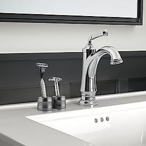 Linkidea 2 Pack Safety Razor Stand, Opening Dia 0.7" (18.5mm) Men Shaving Stand for Bathroom Countertop Compatible with Gillette SkinGuard (Dark Grey)