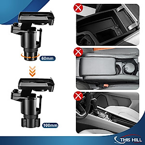 THIS HILL Cup Holder Tray for Car, 2 in 1 Detachable Car Food Table Tray with Solid Base & Phone Slot,Car Cup Holder Expander with 360°Rotation Tray for Travel Road Essentials