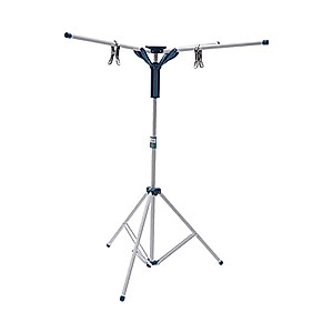LOHISHILO 2in1 Foldable Clothes Stand Hanger, Drying Rack Adjustable Height Coat, for College Dorms, Camping, Apartments, Hotels, Laundry Rooms, Boutiques, Studios, Blue