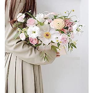 DAWN FLAME 4PCS Portable Gift Bag Bouquet Wrapping Paper Bag Waterproof Portable Flower Arrangement Bag Birthday Wedding Holiday Party Gift Bag Florist Supplies (Pink), 8.27x3.94x5.12IN