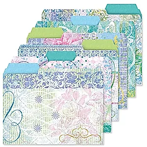 Floral Fun File Folder Value Pack - Set of 24 (6 Designs) 1/3 Cut Staggered Tabs, Letter-Size Designed Folders…