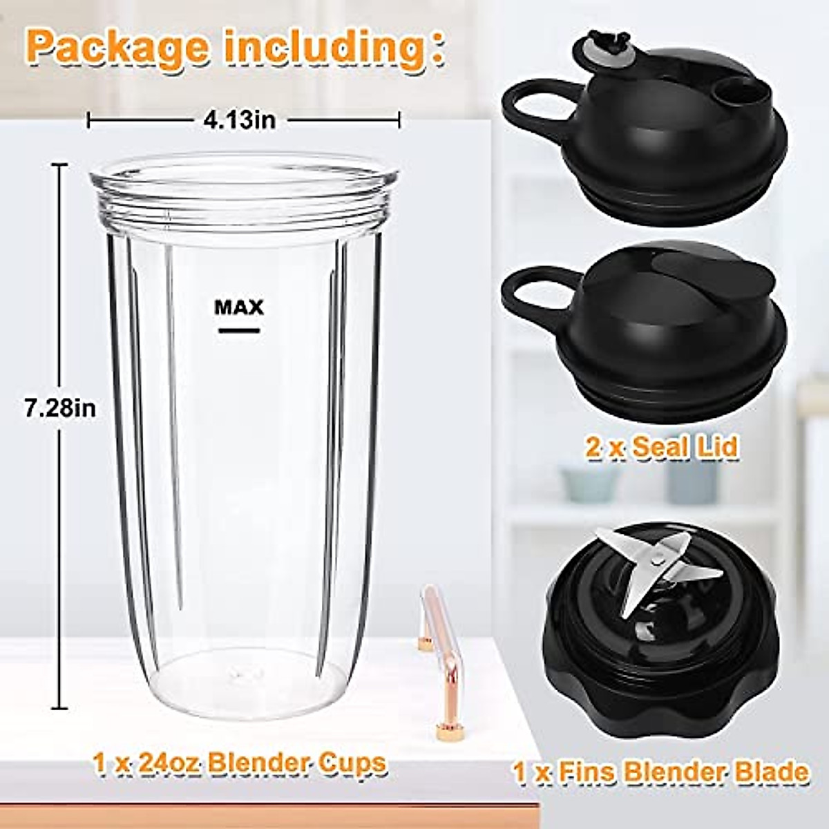 24oz Cup Pro 1000 Blender Blade Compatible with Nutri-bullet Blender Combo Select 1200 1000W Blender Motor Base NBC12A With 2x Lids Replacement Part For Combo Easy Twist Extractor Blade