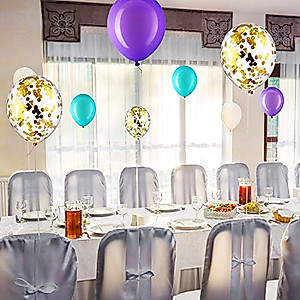 Tatuo 112 Pieces Purple Balloon Garland Kit White Purple Confetti Latex Balloon Arch Garland for Wedding Birthday Graduation Baby Shower Party Decorations(Purple Green)