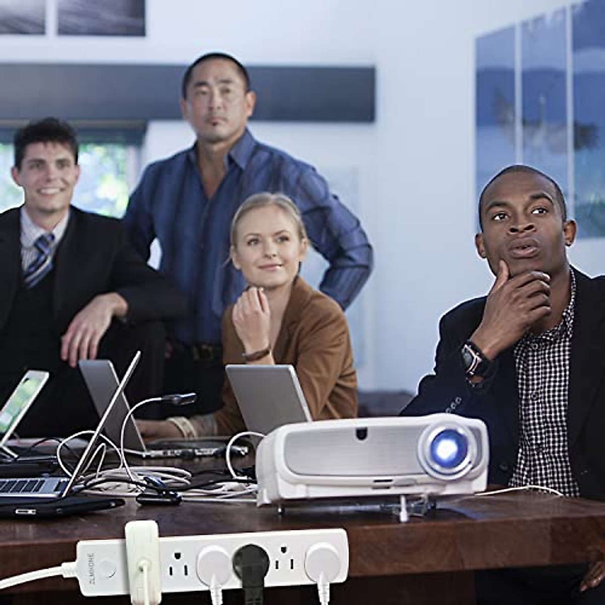 Power Strip with 6 Feet ZLMHONE Mountable Flat Plug Power Strip with 6 Outlets for Home, Office, Dorm