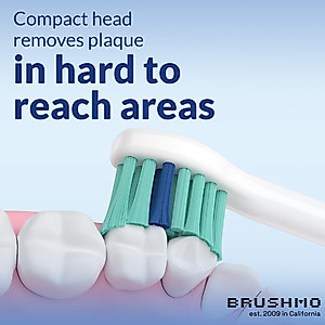 Brushmo Compact Size Replacement Toothbrush Heads Compatible for Philips Sonicare ProResults HX6023 Superior Clean, Better Gum Health, Smaller Heads for Hard-to-Reach Areas, BM628, 8 Pack