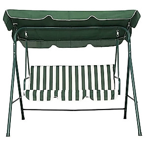Typutomi Patio Swing Canopy Cover Set, 210D Waterproof 3-Seat Replacement Top Cover and Chair Seat Cover for Outdoor Patio Garden(Green, 75x52x6in)
