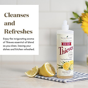 Young Living Thieves Essential Oil Infused Dish, 12fl.oz Bottles, Gentle on Hands, and has a Fresh, Citrus Scent, Soap Dispenser, Bathroom Accessories