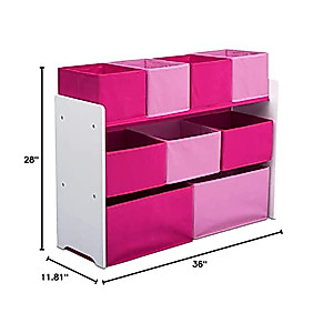 Delta Children Deluxe Multi-Bin Toy Organizer with Storage Bins - Greenguard Gold Certified, White/Pink Bins