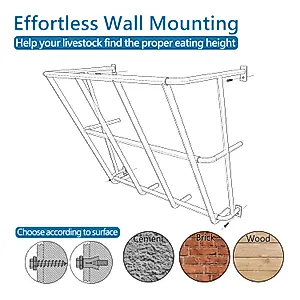 BUYYAH Hay Feeder Goat, 20 Gallon Multiple Sided Goat Hay Rack, Heavy Duty Iron Wall Hay Rack for Sheep, Horses, Effortless Installation in Farm, Yield