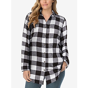 ZAFUL Women's Classic Black Buffalo Plaid Shirt Collared Long Sleeve Button Down Pocket Shacket