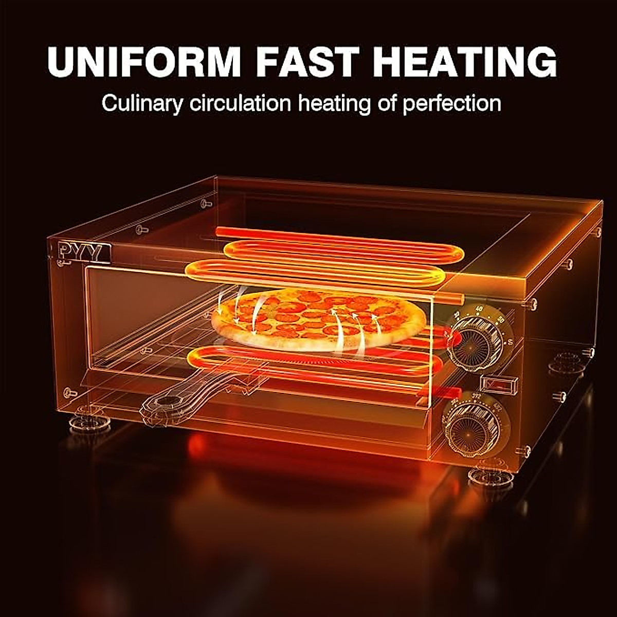 PYY Pizza Oven Indoor Electric Pizza Oven Countertop Commercial Pizza Oven with Crumb Tray Stainless Steel Pizza Maker Machine for Home