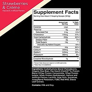 Rule 1 R1 Mass Gainer, Strawberries & Creme - 5.71 Pounds - 40g of All-Whey Protein with 6:1 Carb-to-Protein Ratio - 8 Servings