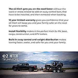 Fastway e2 2-Point Sway Control Trunnion Hitch, 92-00-0800, 8,000 Lbs Trailer Weight Rating, 800 Lbs Tongue Weight Rating, Weight Distribution Kit Includes Standard Hitch Shank, Ball NOT Included