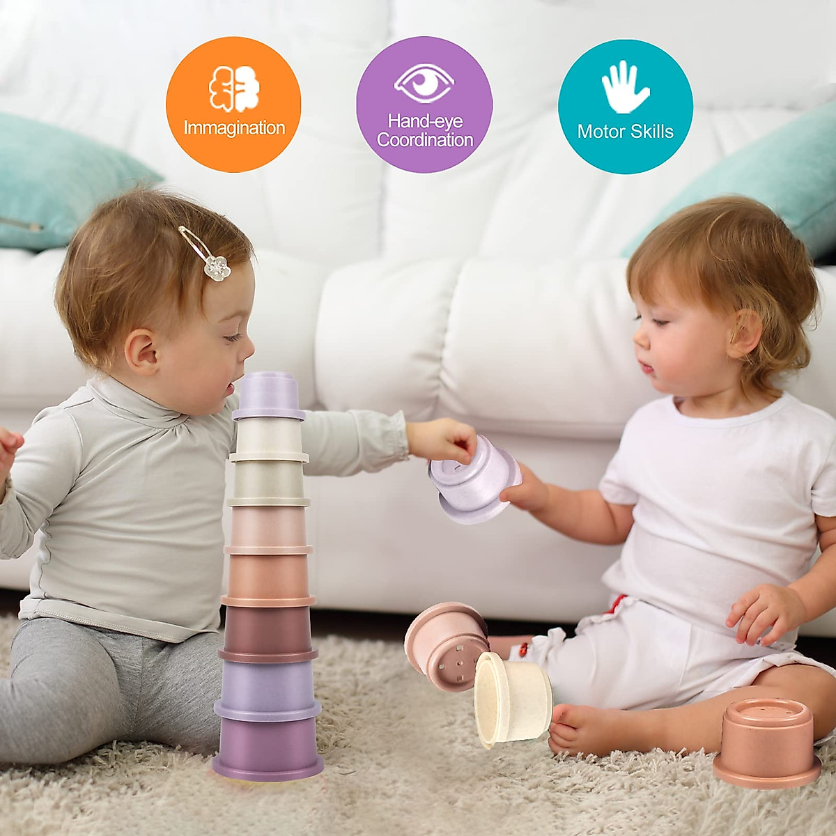 Baby Stacking Toy Cups,Toddler Stackble Bath Toy for 1-3,Nesting Cups Pool Toys for 6-12 Months Infant,Kids Early Educational Montessori Gift for 2-4 Years Old Boys Girls