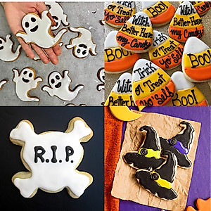18PCS Halloween Cookie Cutters - Pumpkin,Witch,Bat,Ghost,Cat,Tombstone,Spider, Skull,Candy Corn, Owl,Hat,Cauldron,Broom Party Supplies