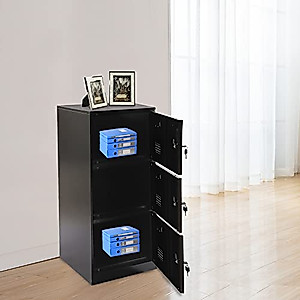 CNCEST 3 Door Vertical Stackable Locker Storage Metal Cabinet Locker Secure Gym Locker School Locker Small Metal Tool Storage Locker Office Home Vertical Cabinet Metal Locker 40x40x90cm