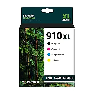 TOMKIRA 910 XL Ink cartridges Combo Pack Replacement for 910 XL Compatible with OfficeJet Pro 8020 8030 8025 8035 8028, Compatible with OfficeJet 8022 8010 8015 (1 Black,1 Cyan,1 Magenta,1 Yellow)