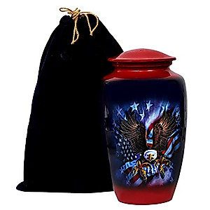 HLC Eagle with USA Flag Cremation Urn for Human Ashes - Adult Funeral Urn Handcrafted - Affordable Urn for Ashes (Adult (200 lbs) – 10.5 x 6 “ , Cremation Urn)