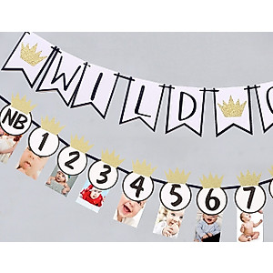 Cooper Live Wild One Banner - Wild One Birthday Wall Background Banner, Birthday Party Happy Birthday 1 Birthday Party, Wild One Photo Banner. Jungle First Birthday Photo Banner (White)