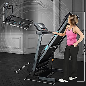 SereneLife Folding Exercise Running Treadmill Machine, Upgraded Electric Motorized Exercise Equipment with 36 Pre-Set Program, 15 Incline Level, Bluetooth Music and App Support for Home Gym or Office