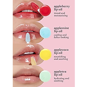 Nooni Korean Lip Oil - Appleberry | Gift, Moisturizing, Revitalizing, and Tinting for Dry Lips with Raspberry Fruit Extract, 0.12 Fl Oz