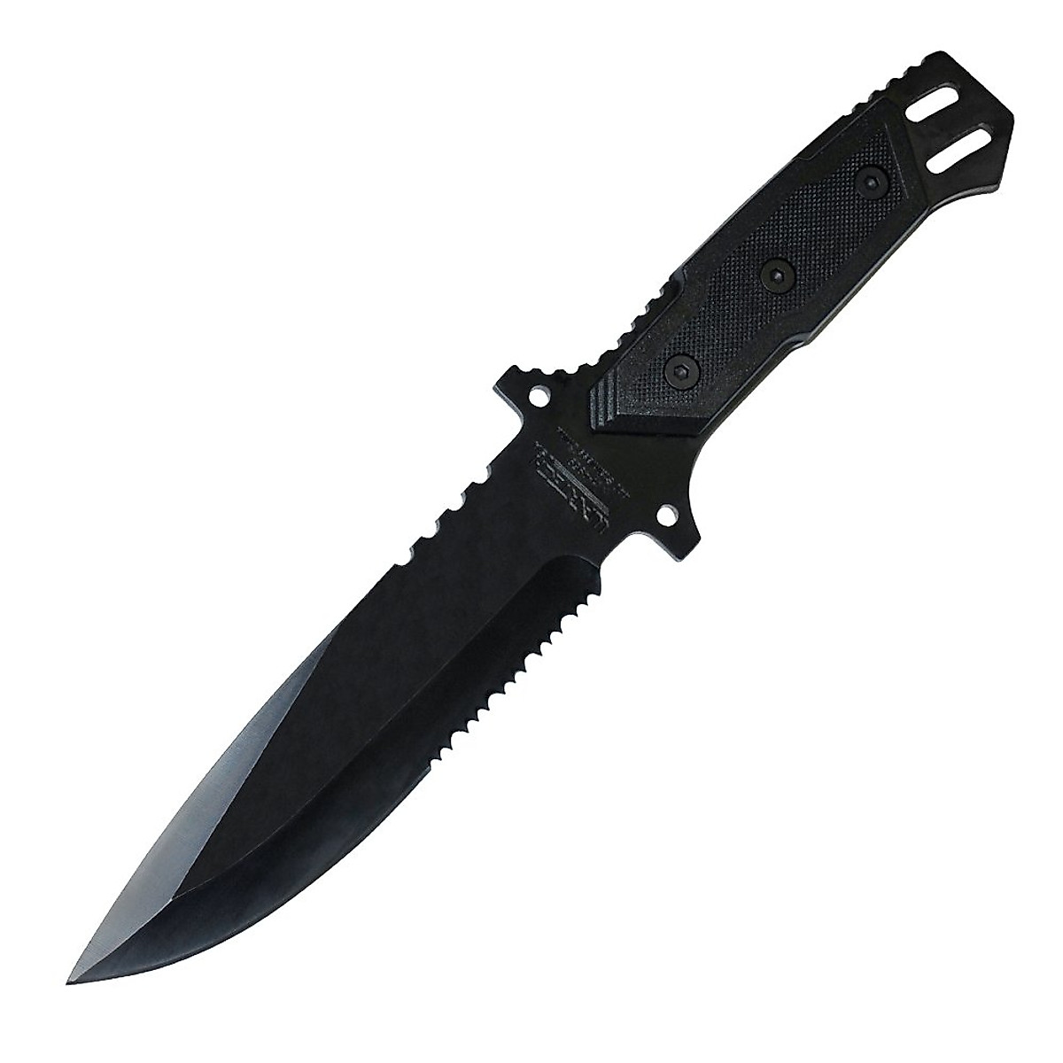 12 overall black hunting knife with abs handle and sheath inch H-4959-BK