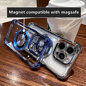 LOOBIVAL Magnetic for iPhone 13 Pro Max Case Compatible with MagSafe, [Military Grade Protection] Logo View Slim Transparent Clear Electroplate Bumper Cover Case for iPhone 13 Pro Max 6.7” (gold)