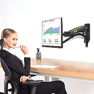 NB North Bayou TV Monitor Wall Mount Bracket Full Motion Articulating Swivel for 17-27 Inch Monitors with Gas Spring (Black Single Extension) F120-B