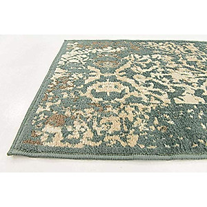 Unique Loom Tuareg Collection Vintage Distressed Traditional Area Rug, 2 ft x 6 ft, Green/Beige