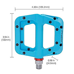 FOOKER MTB Pedals Mountain Bike Pedals 3 Bearing Non-Slip Lightweight Nylon Fiber Bicycle Platform Pedals for BMX MTB 9/16"