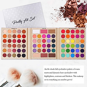 UCANBE Makeup Eyeshadow Palette + 15Pcs Brush Set, Pigmented 86 Colors Make Up Pallet with Brushes, Matte Shimmer Glitter Palettes Valentine's Day Gift, Eye Shadow Highlighter Contour Blush Beauty Kit