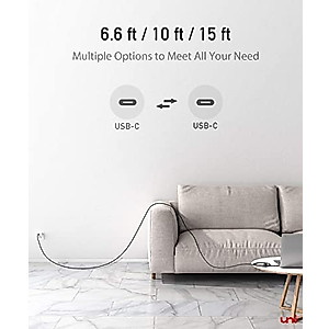 USB C to USB C Cable, uni 100W Type C to Type C Fast Charging Cable [20V/5A] Braided USB C Cable for MacBook pro, iPad pro, Dell 10ft/3 Meters 2 Pack