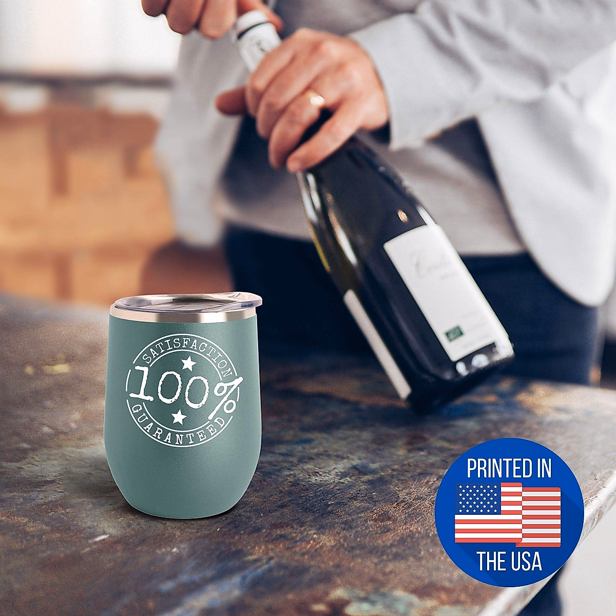 EzGift Funny Concertina Player Wine Glass Musician Gift Gag Insulated Tumbler With Lid Teal