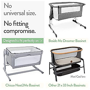 Bassinet Fitted Sheets for Baby Beside Dreamer Bedside Sleeper and Chicco Next2Me – Fits 20 x 33 Mattress – Snuggly Soft Jersey Cotton – Grey – 2 Pack