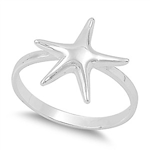 Women's Ocean Starfish Fish Promise Ring New 925 Sterling Silver Band Size 9