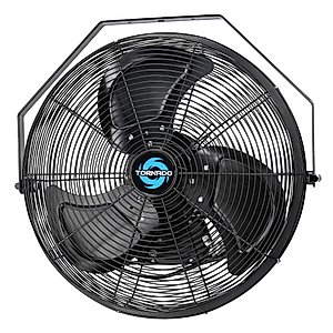 Tornado 18 Inch Outdoor Rated IPX4 Water-Resistant High Velocity Metal Industrial Wall Mount Fan For Commercial, Industrial, Residential, Greenhouse Use 3 Speed 4150 CFM 6.6 FT Cord UL Safety Listed