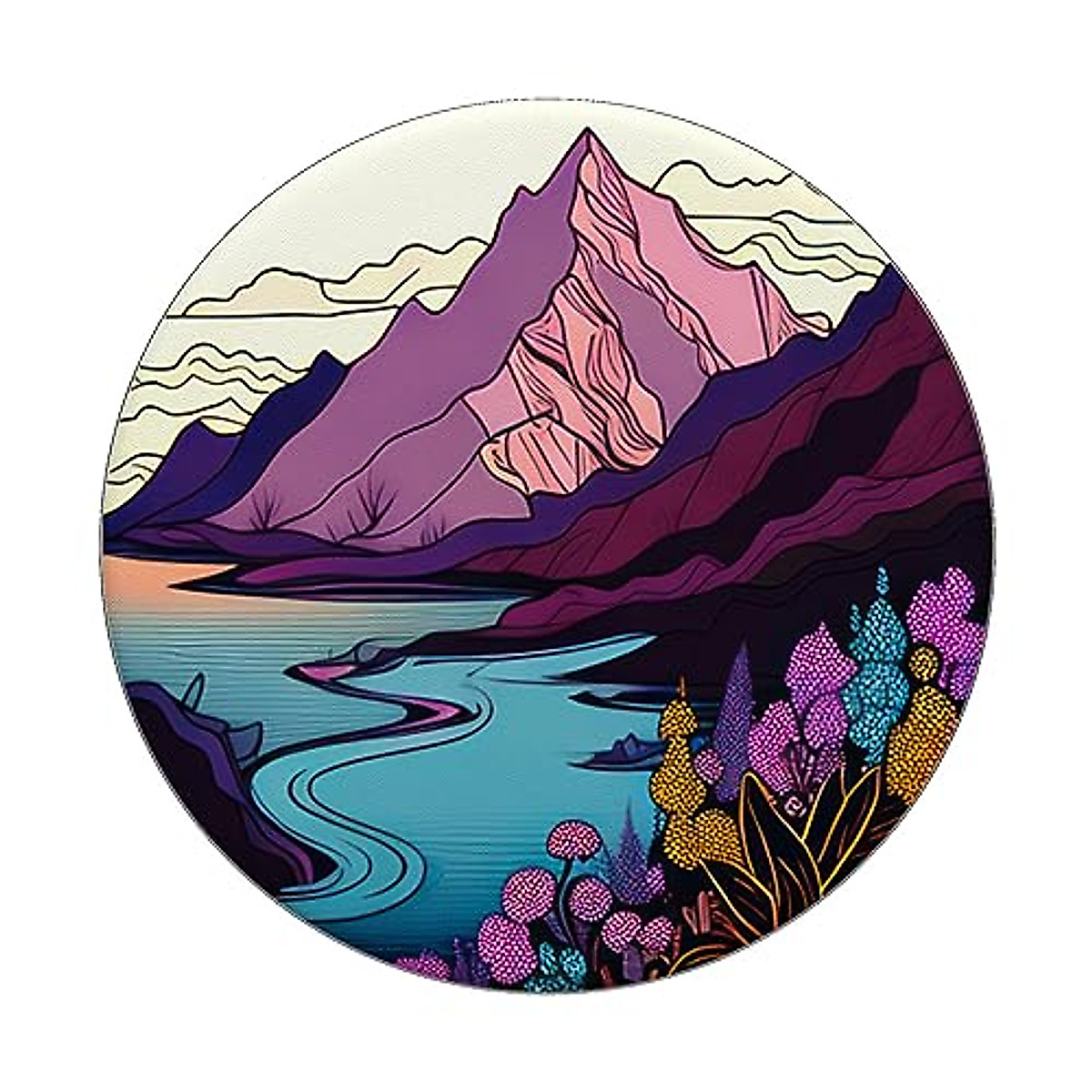 Mountain Wilderness Outdoor Flowery River Earthy Floral Boho PopSockets Standard PopGrip