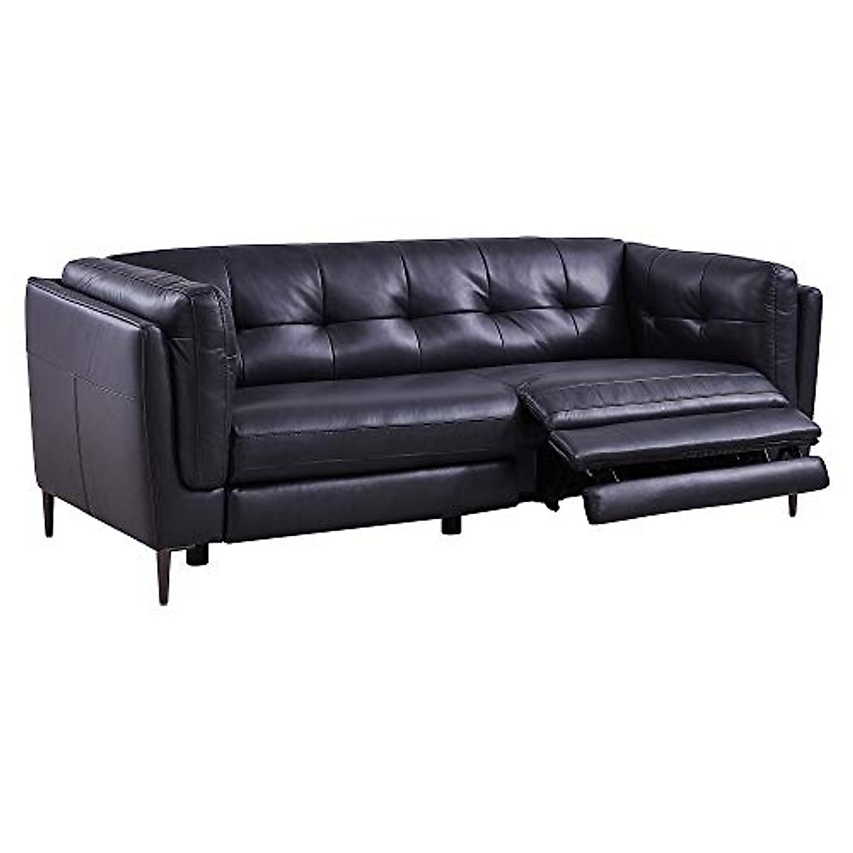 Armen Living Primrose Contemporary Top Grain Leather Power Recliner Living Room Sofa, Navy