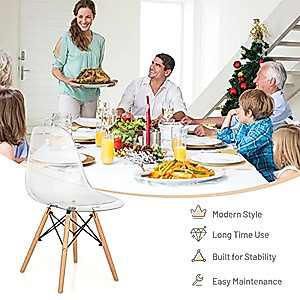 Giantex Dining Chairs Set of 4, Clear Acrylic Dining Chairs with Beech Wood Legs, Max Load 330 Lbs, Pre Assembled Transparent Kitchen Chairs, Modern Mid Century Plastic Dining Side Chair