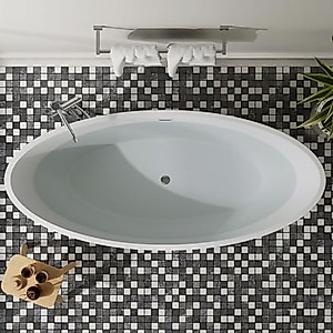 Empava 67" Acrylic Freestanding Bathtub Soaking SPA Tub Modern Stand Alone Bathtubs in White SA1518