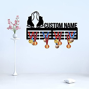 Metal Sign Led Light, Custom Name Skating Medal Hanger with Led Light, Medal Holder Display Rack for Awards and Ribbons, Tiered Award Rack, Sports Medal Hanger