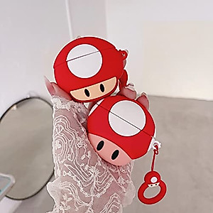 Case for AirPods 1/2,Cute Cartoon 3D Anime Soft Silicone Protective Cover with Keychain Suitable for with Girls Boys AirPod 2/1 Shockproof Charging Case,Protective Silicone(Mushroom)