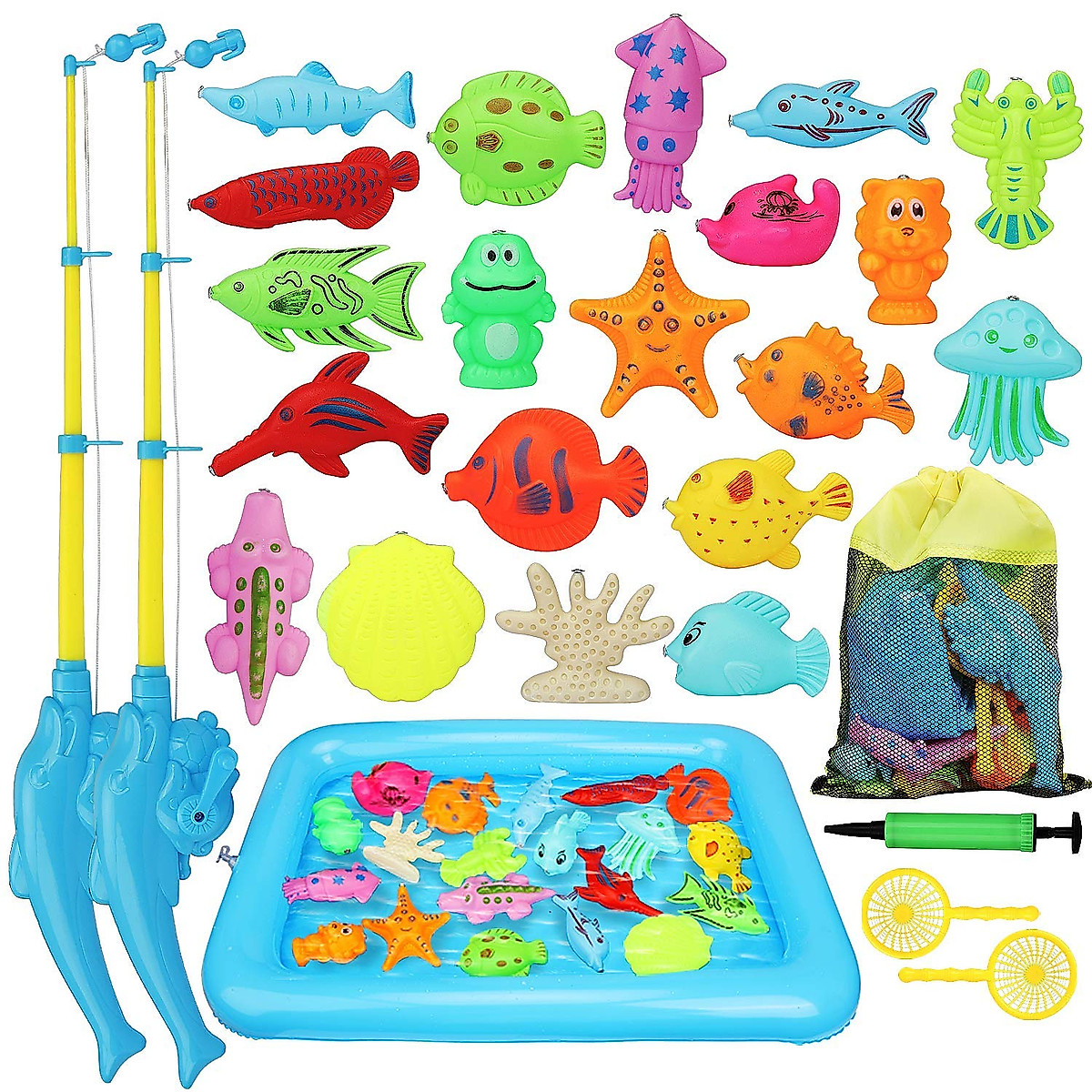 TOY Life Flower Bath Toys for Toddlers with Squirter Kids Magnetic Fishing Game with Magnetic Fishing Pole