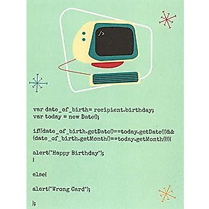 Javascript Computer Birthday Card (4.25" X 5.5") by Nerdy Words