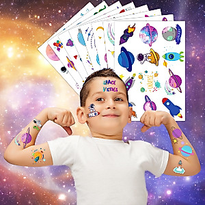Galaxy Temporary Tattoos for Kids, 96PCS Outer Space Birthday Party Decorations Supplies Tattoos Stickers Cute Party Favors Girls Boys Gifts Classroom School Prizes Themed Christmas