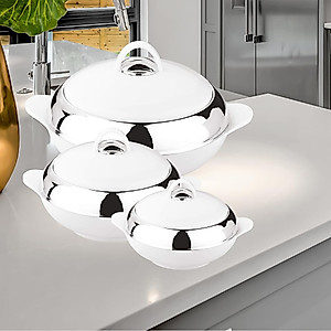 Tmvel Crescent Insulated Casserole Hot Pot - Insulated Serving Bowl With Lid - Food Warmer - 3 pcs Set 2.5 L / 3.5 L / 5 L