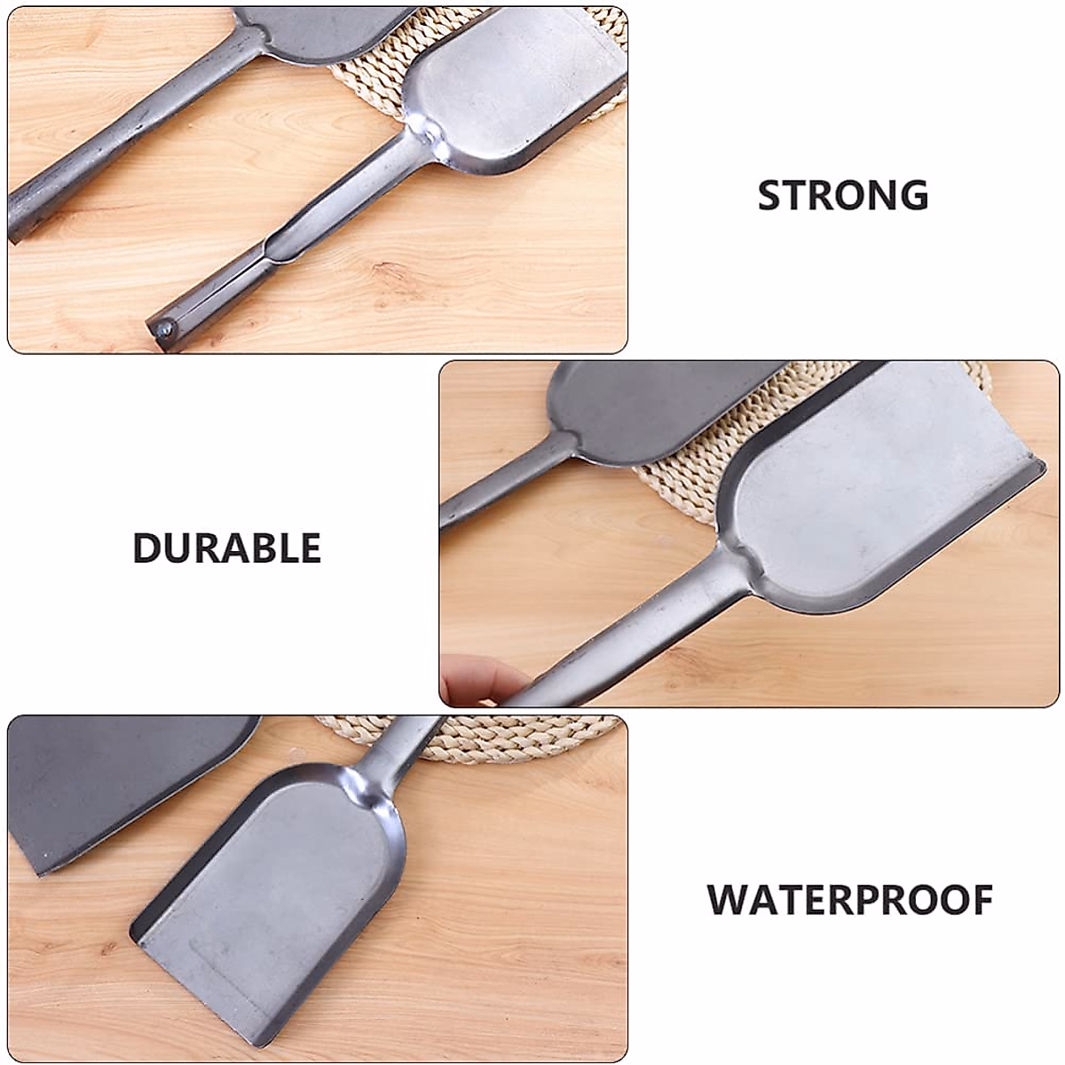 Cabilock 2Pcs Long Ash Shovel Handheld BBQ Charcoal Ash Poker Scoop Oven Ash Shovel Mini Dust Pan for Wood Stoves Campire Fireplace