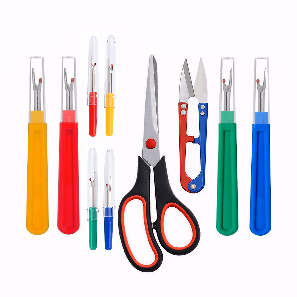 Sewing Seam Ripper Tools 10Pcs,Secai 4 Big and 4 Small Seam Rippers with 2 Scissors for Crafting Sewing