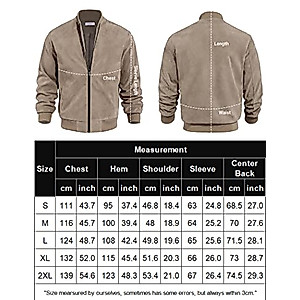 COOFANDY Mens Varsity Bomber Jacket Casual Lightweight Jackets Vintage Suede Coat, A-khaki, Large